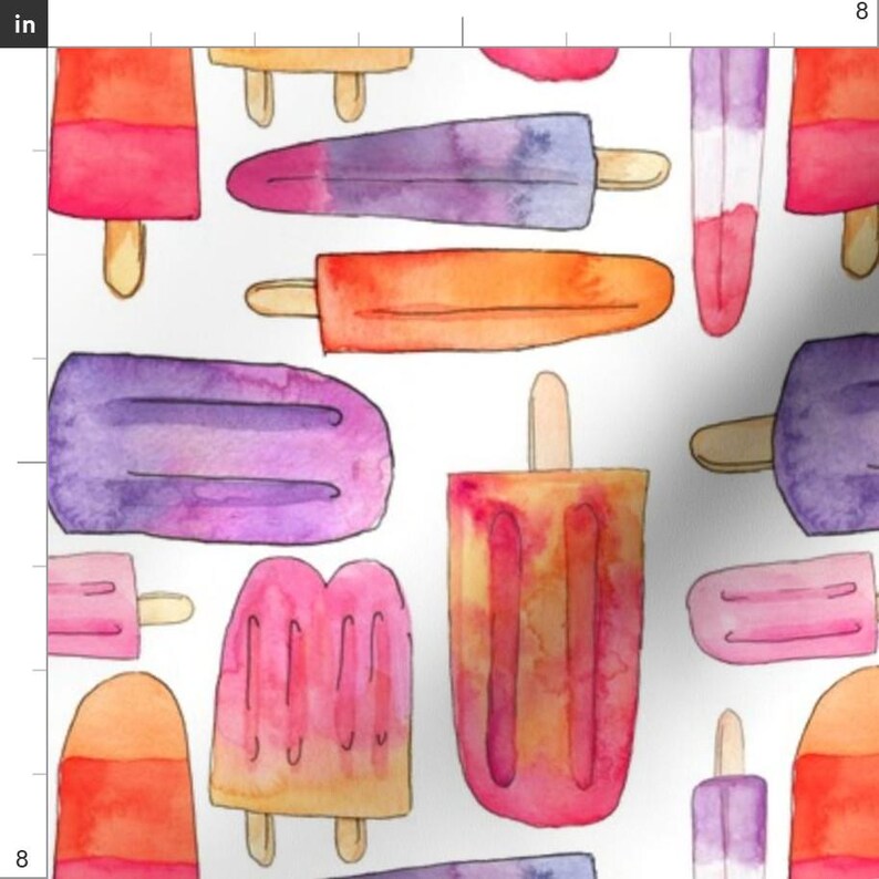 Ice Pops Fabric - Watercolor Ice Pop Pattern by Latheandquill - Ice ...