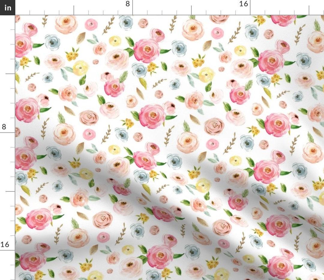 Pastel Flowers Fabric Blush Pinks Pastels Floral by - Etsy