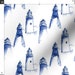 Blue Lighthouses Fabric Nautical Indigo Light House - Etsy