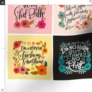 Swearing Fabric 4x4 Small Swears by Cynthiafrenette Colorful Cuss Word ...