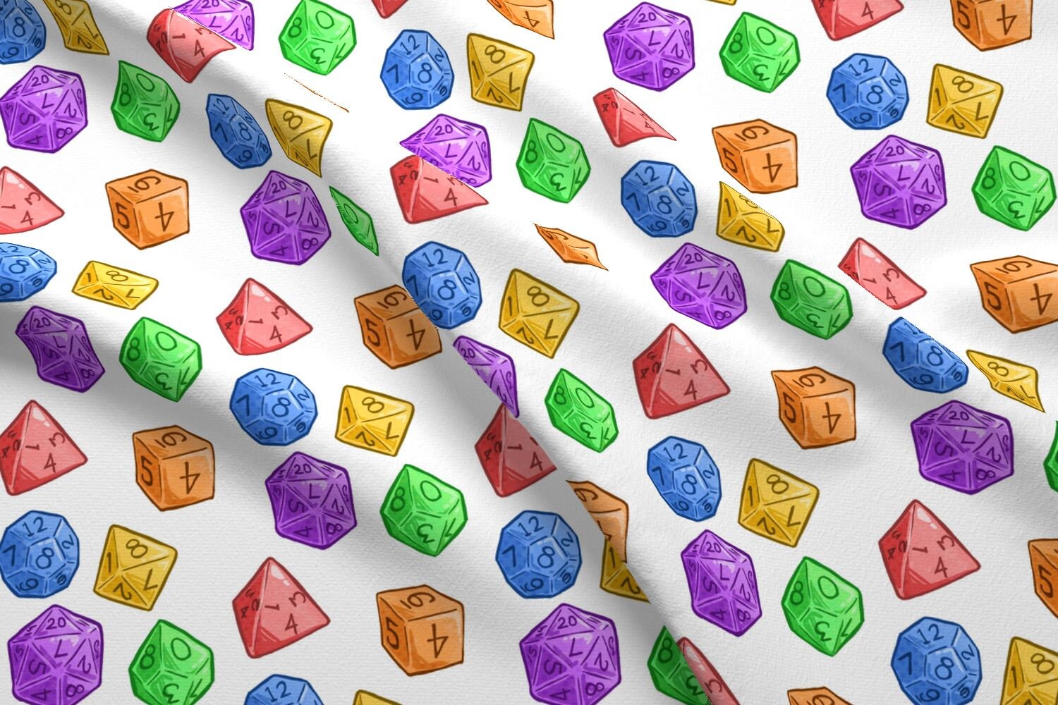 Rainbow Dice on White Fabric Rainbow Jelly Dice On White By | Etsy