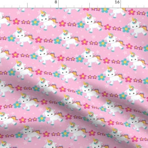 Pink Baby Unicorns Fabric Fairies and Unicorns 12 by Prettygrafik Unicorns Baby Pink Rainbow ...