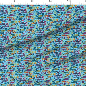 Aquatic Animals Fabric One Fish Two Fish Lots of Fish by - Etsy