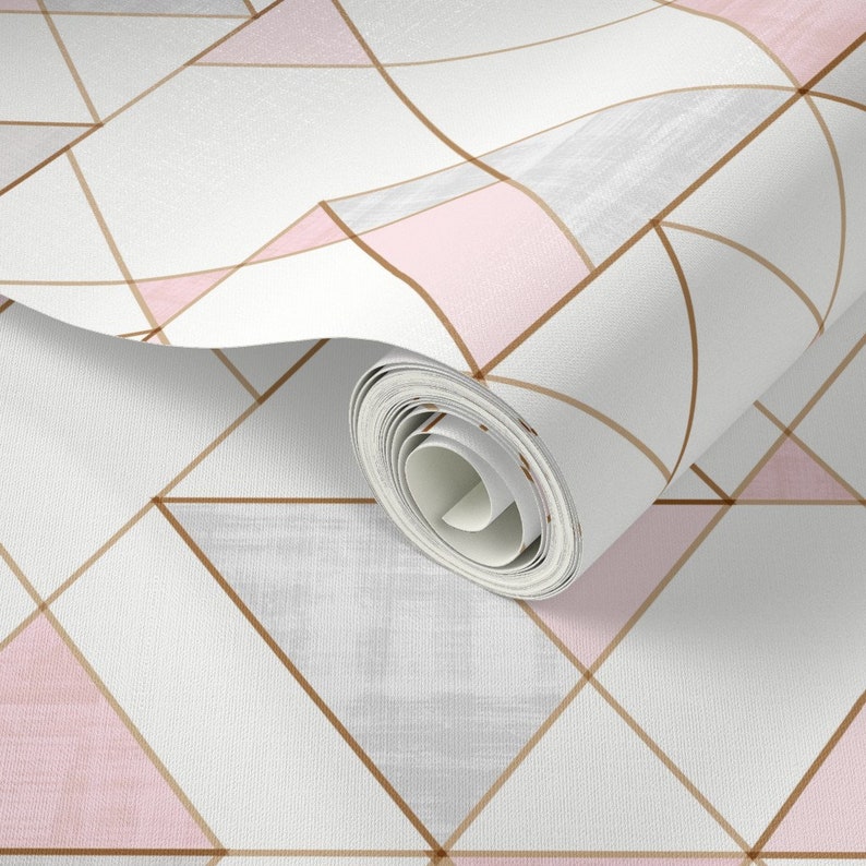 Geometric Wallpaper Triangles Pink Gray by Crystal Walen - Etsy Canada
