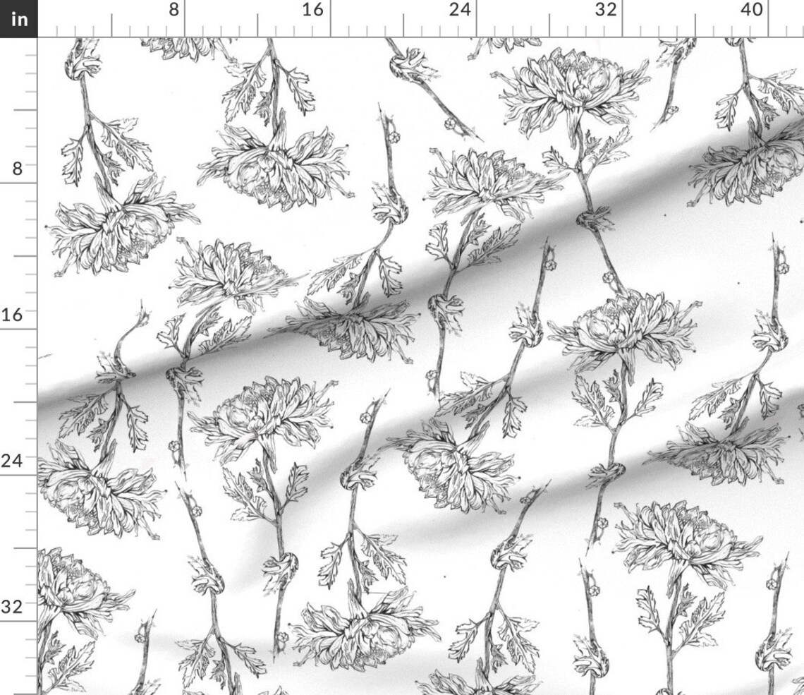 Botanical Block Print Fabric Flora Mum by Leilani's - Etsy