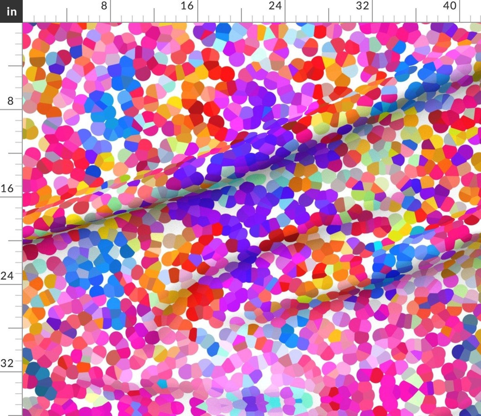 Hot Pink Print Fabric Pointillism in Magenta Violet and | Etsy