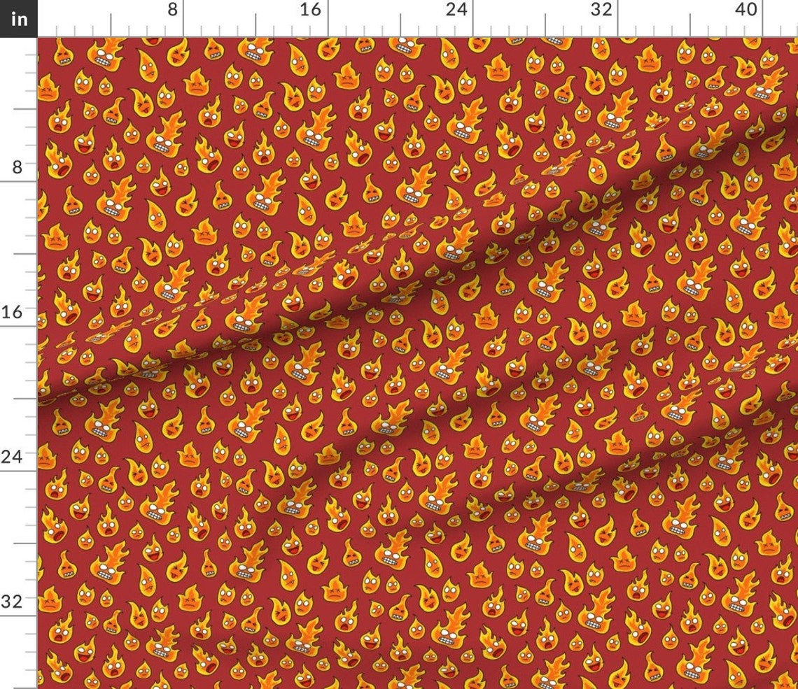 Fire Flame Faces Fabric Funky Flames by Amber Morgan Fire - Etsy