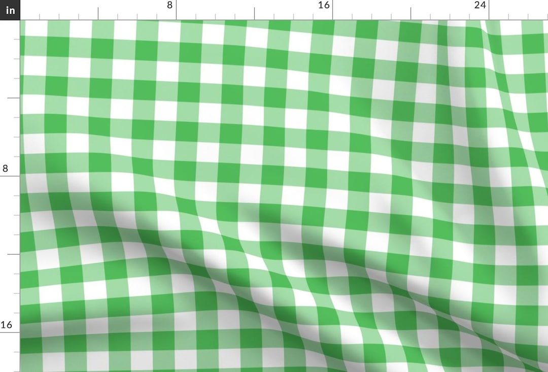 Green Gingham Fabric Spearmint Green One-inch Gingham by Weavingmajor ...