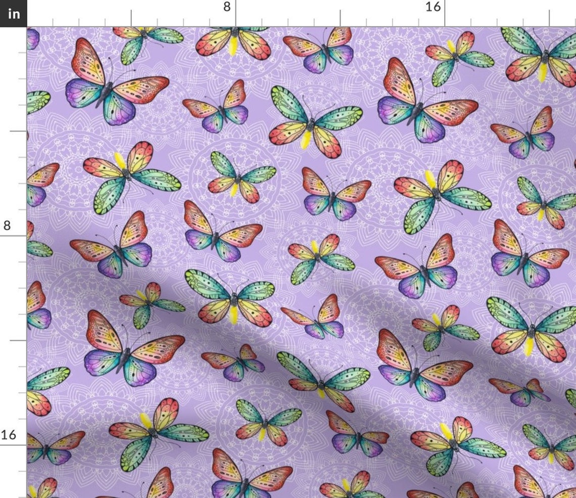 Colorful Butterflies Fabric Butterflies by Juliabadeeva | Etsy
