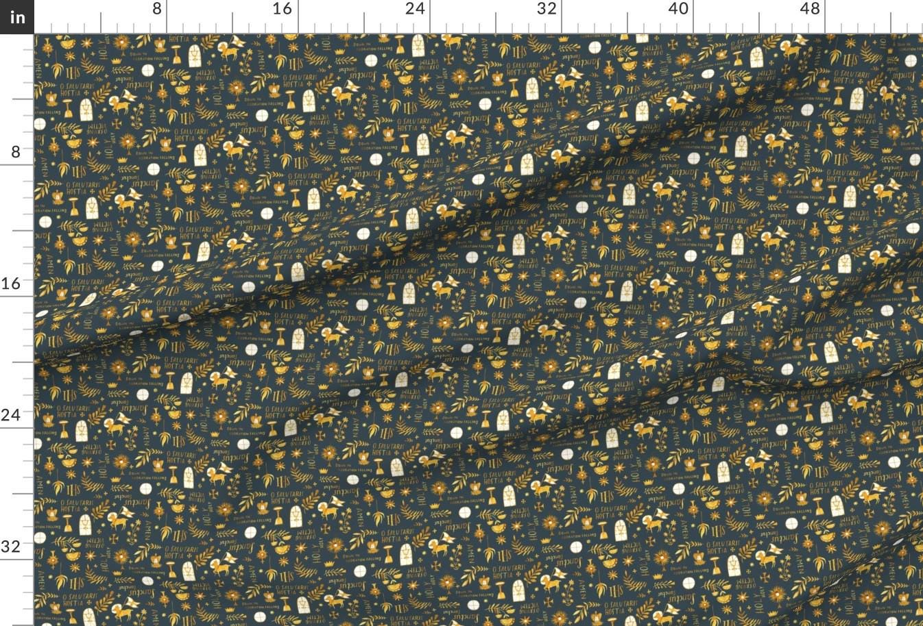 Catholic Fabric - Adoration by Abigailhalpin - Teal Gold Religious ...