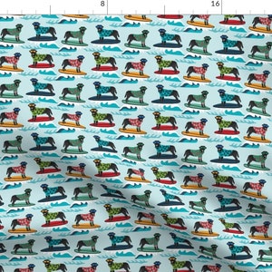 Surfing Labs Fabric Black Labrador Lab Surfing Design Summer - Etsy