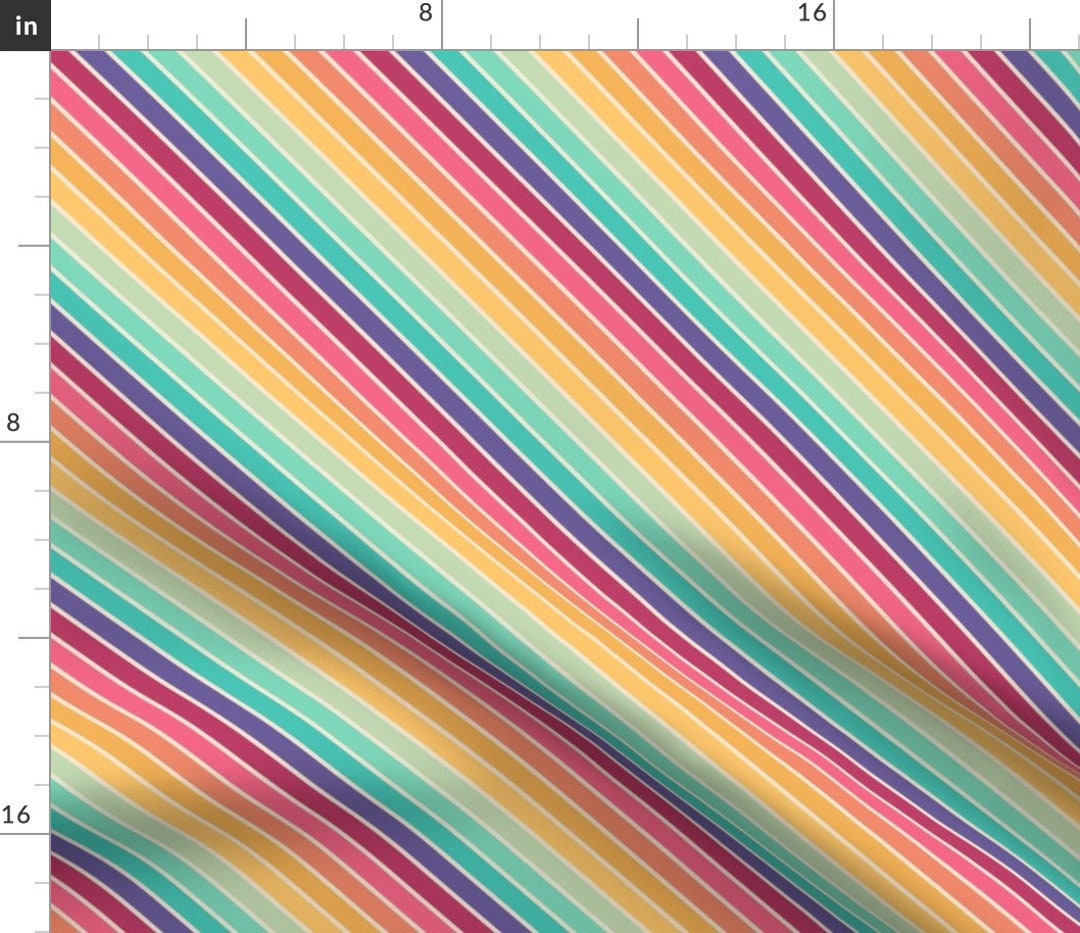 Retro Rainbow Stripes Fabric Rainbow Stripes by Roofdog Designs Muted ...