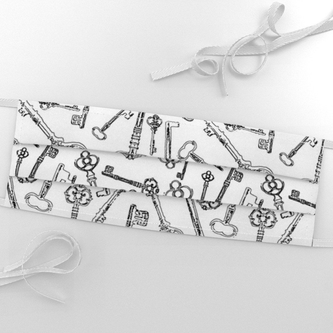 Vintage Skeleton Key Fabric Stylized Antique Keys on White | Etsy