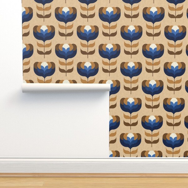 Mcm Floral Wallpaper - Etsy