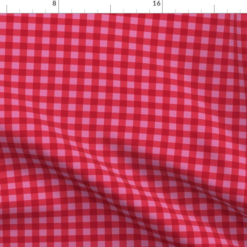Red Gingham Fabric - Etsy