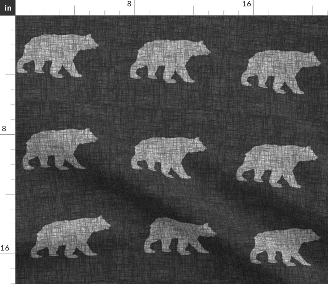 Bear Fabric Small Bears 2 Gray by Thecalvarium Bear - Etsy
