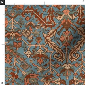 Persian Fabric - Heriz Fans Blue by Amyvail - Persian Geometric Blue ...