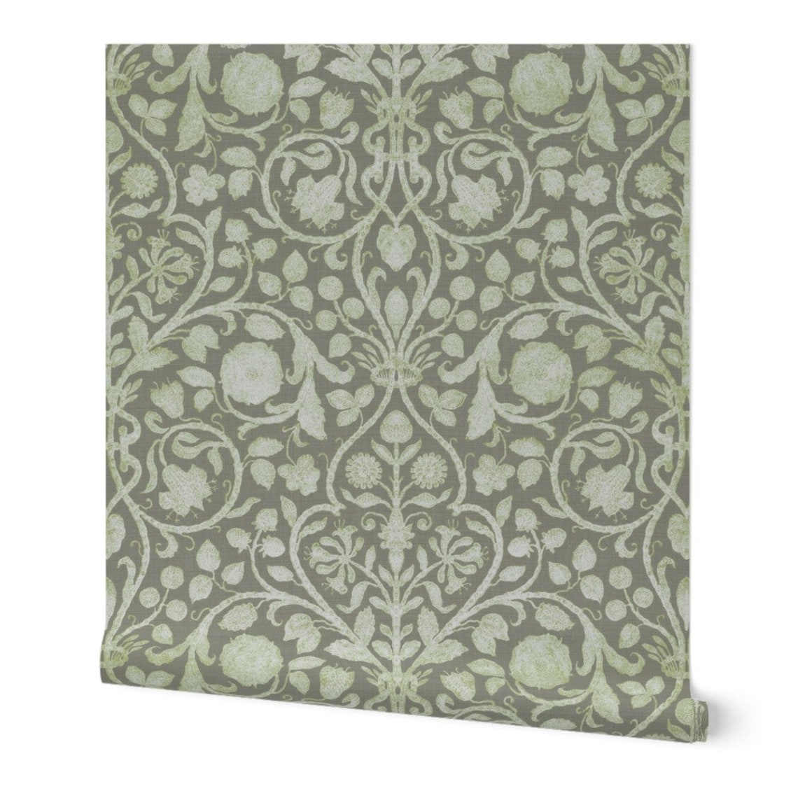 French Wallpaper Provence in Spring Green and Storm by - Etsy