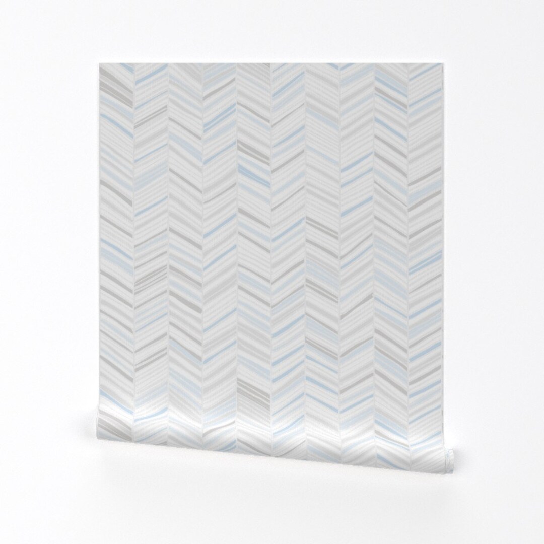 Doodle Chevron Wallpaper Herringbone Blue by Friztin Minimal Custom ...