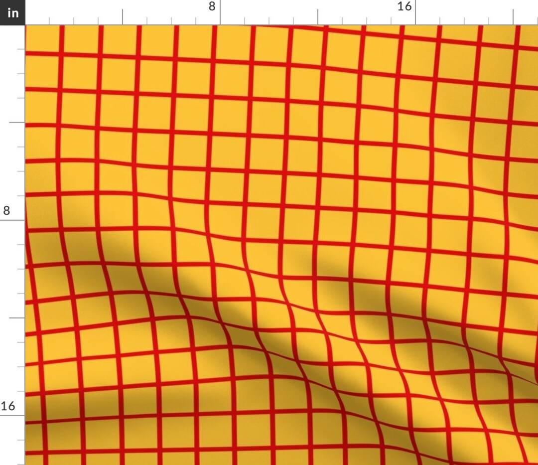 Yellow Squares Fabric Yellow Grid by Ellegarrettdesigns Yellow and Red ...