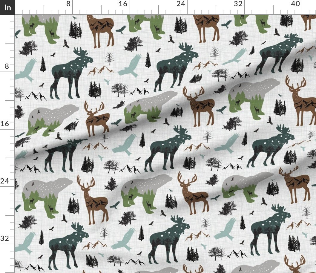 Woodland Forest Creatures Fabric Forest Animals By Karolina - Etsy France