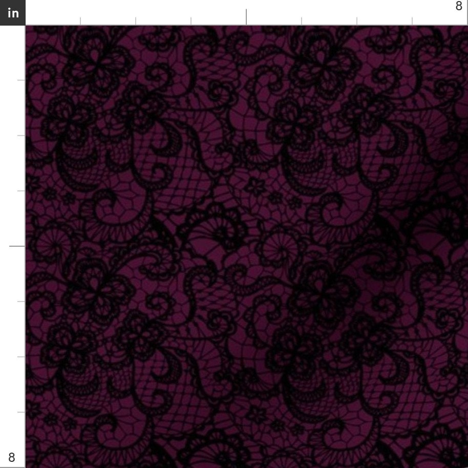 Purple Lace Look Fabric Dark Lace by Floramoon Purple | Etsy