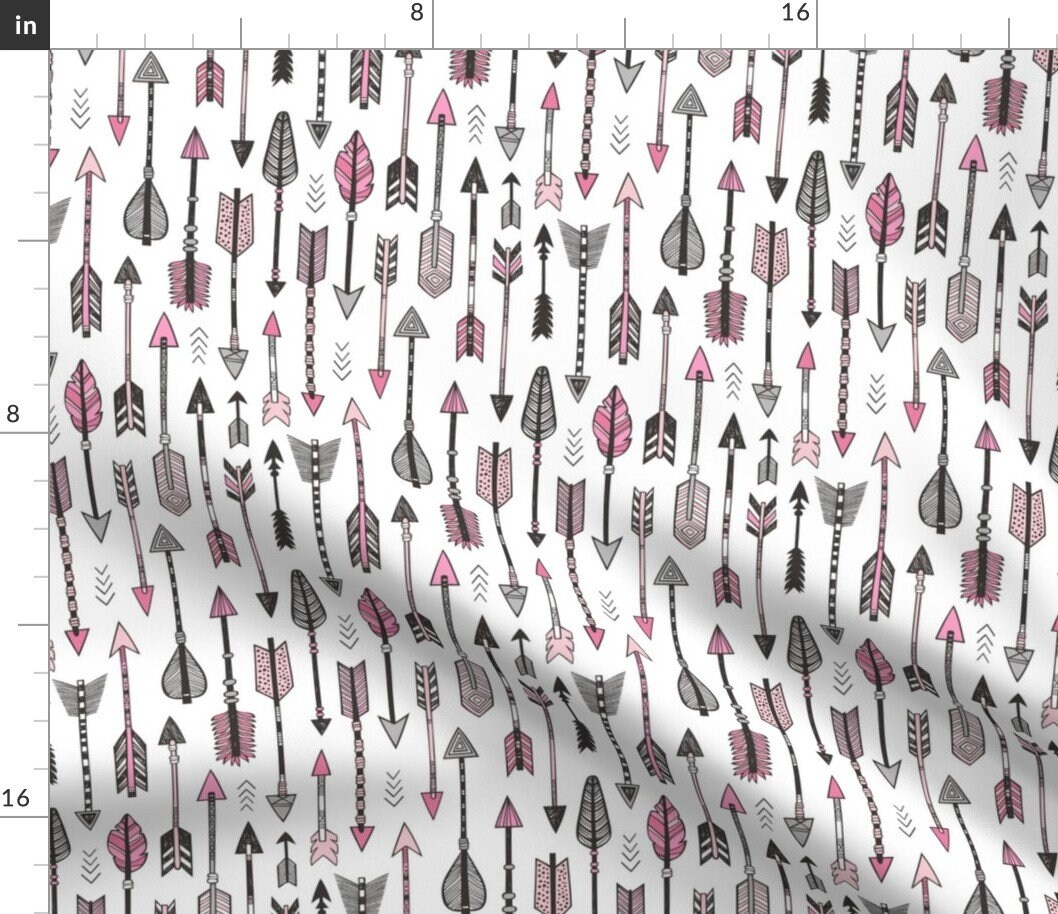 Tribal Arrow Fabric Arrows in Pink by Caja Design Hand - Etsy