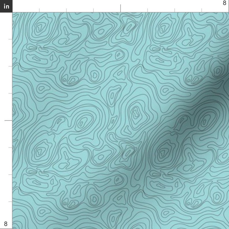 Topography Fabric Topographic Map in Blue by - Etsy