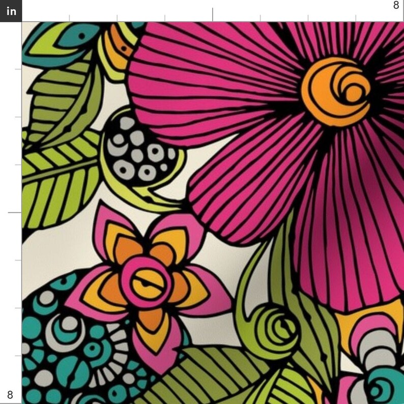 Bold Floral Fabric Maia By Valentinaharper Flowers Floral | Etsy