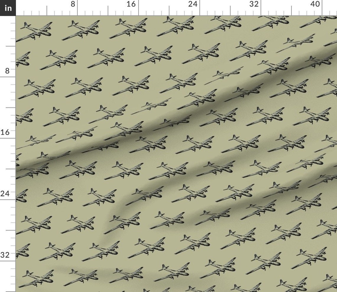 Vintage Aircraft Fabric Wwii Bomber in Grey by Pennyroyal - Etsy