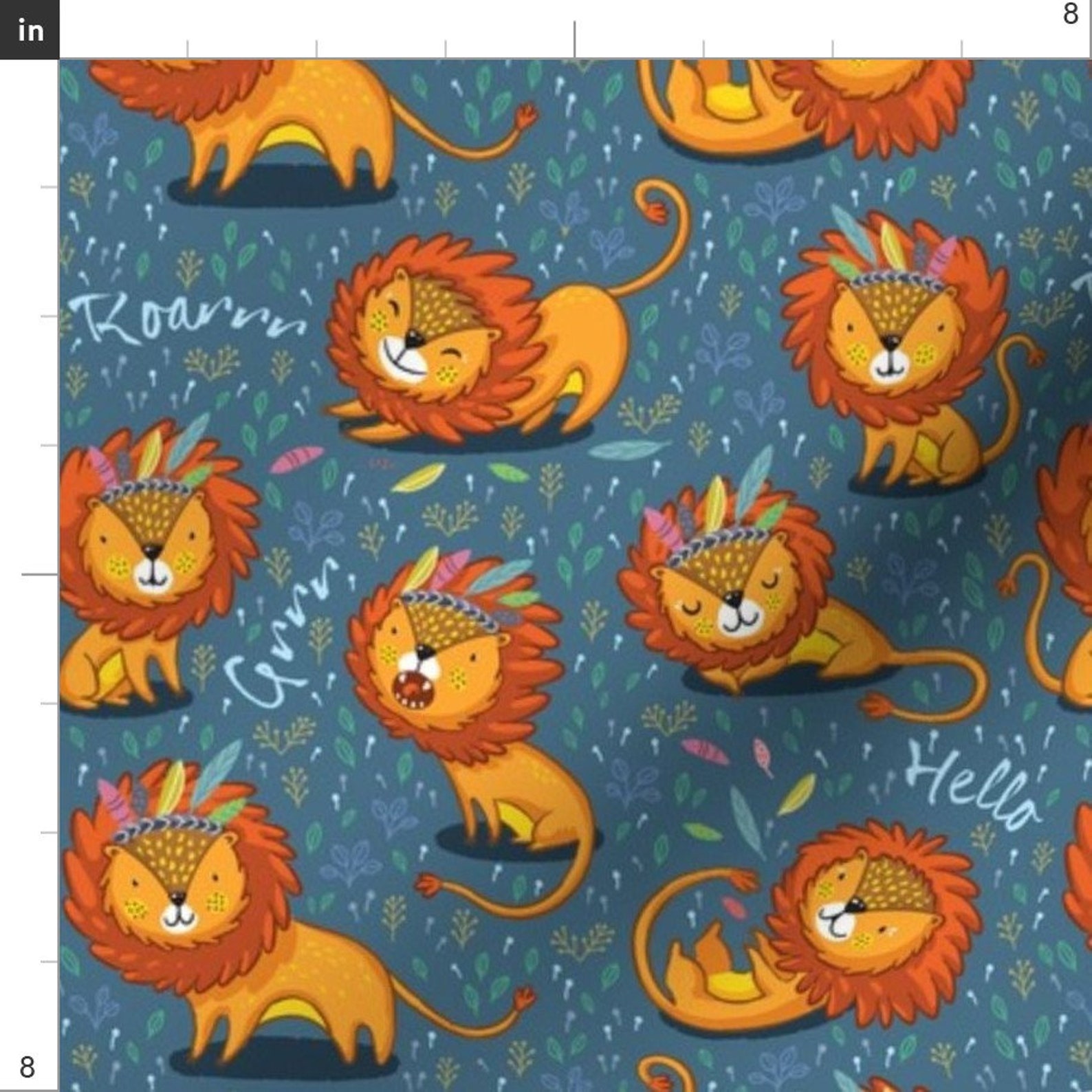 Lion Fabric Sunny Lion by Penguinhouse Lion Modern Nursery - Etsy
