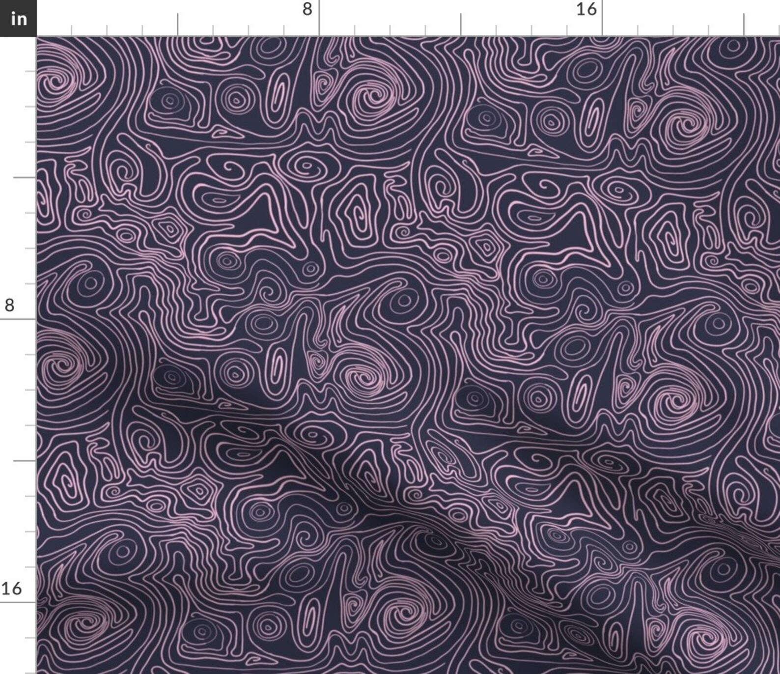 Purple Curvy Lines Fabric Geocurve 3 Pink by - Etsy