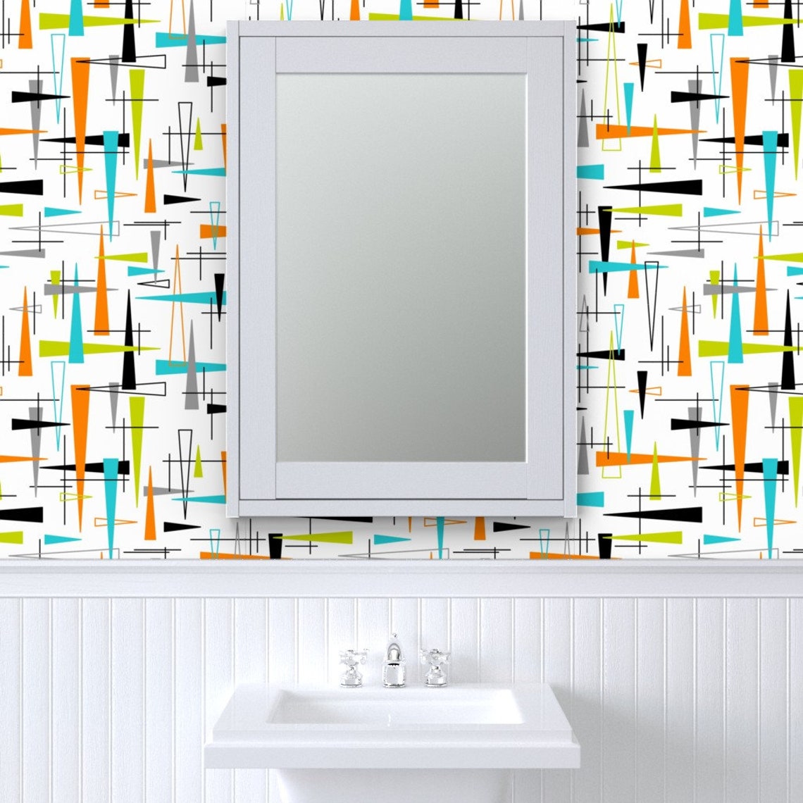 Triangles Mid Century Modern Wallpaper Triunity 6a by | Etsy