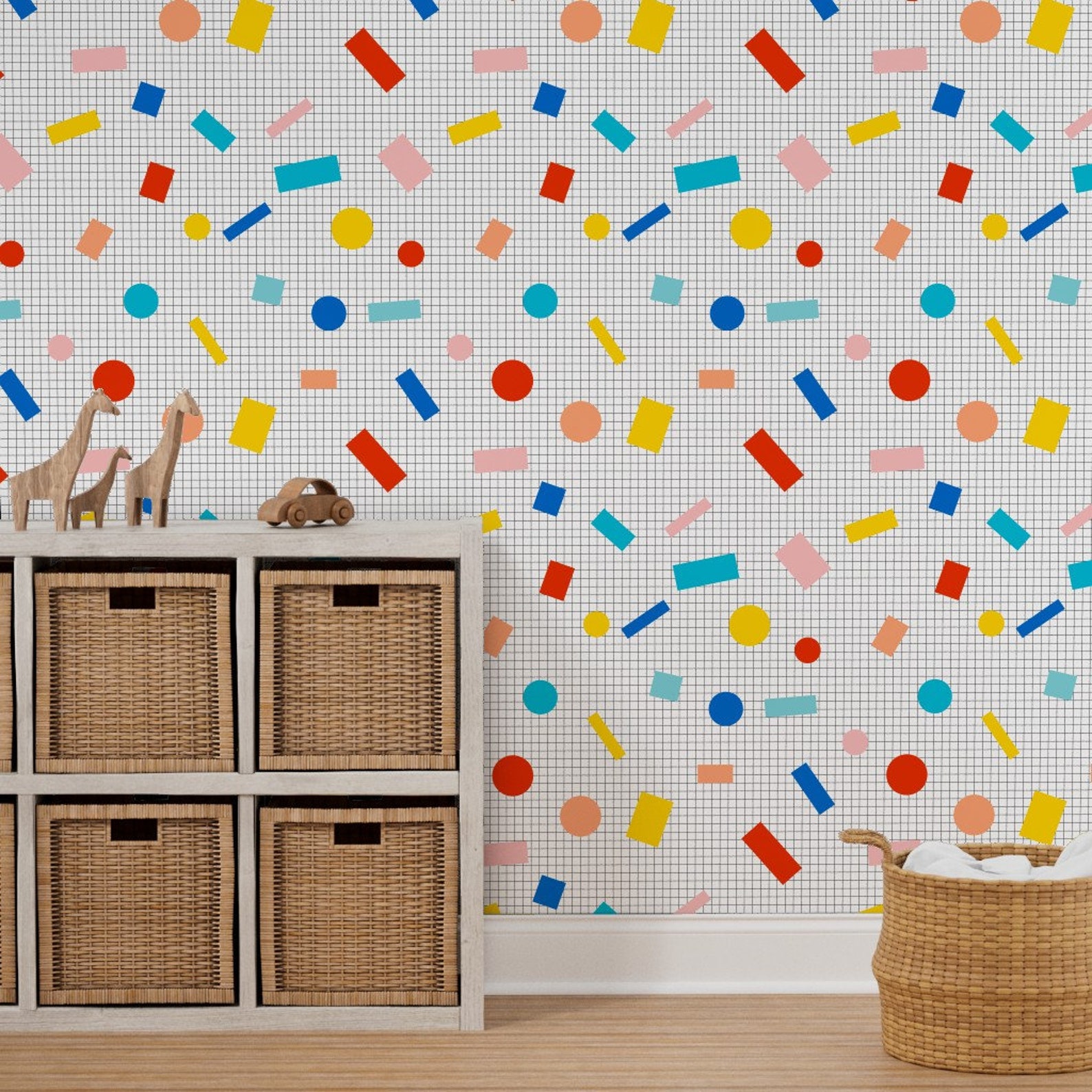 Retro Wallpaper Color Block Grid by Louisemargaret Retro - Etsy