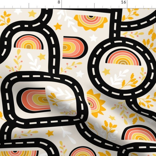 Childrens Map With Roads Fabric - Etsy