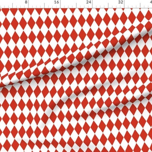 Diamond Fabric Harlequin Diamonds Red and White by Peacoquettedesigns ...