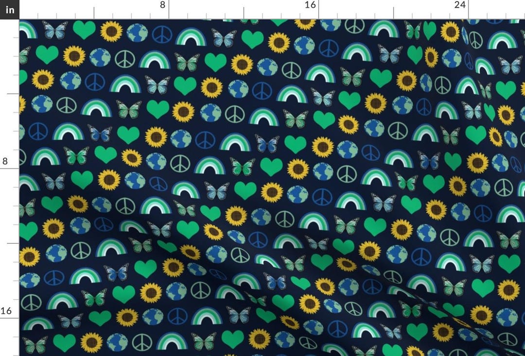 Rainbow Fabric - Earth Day by Charlottewinter - Sunflowers Earth Peace ...