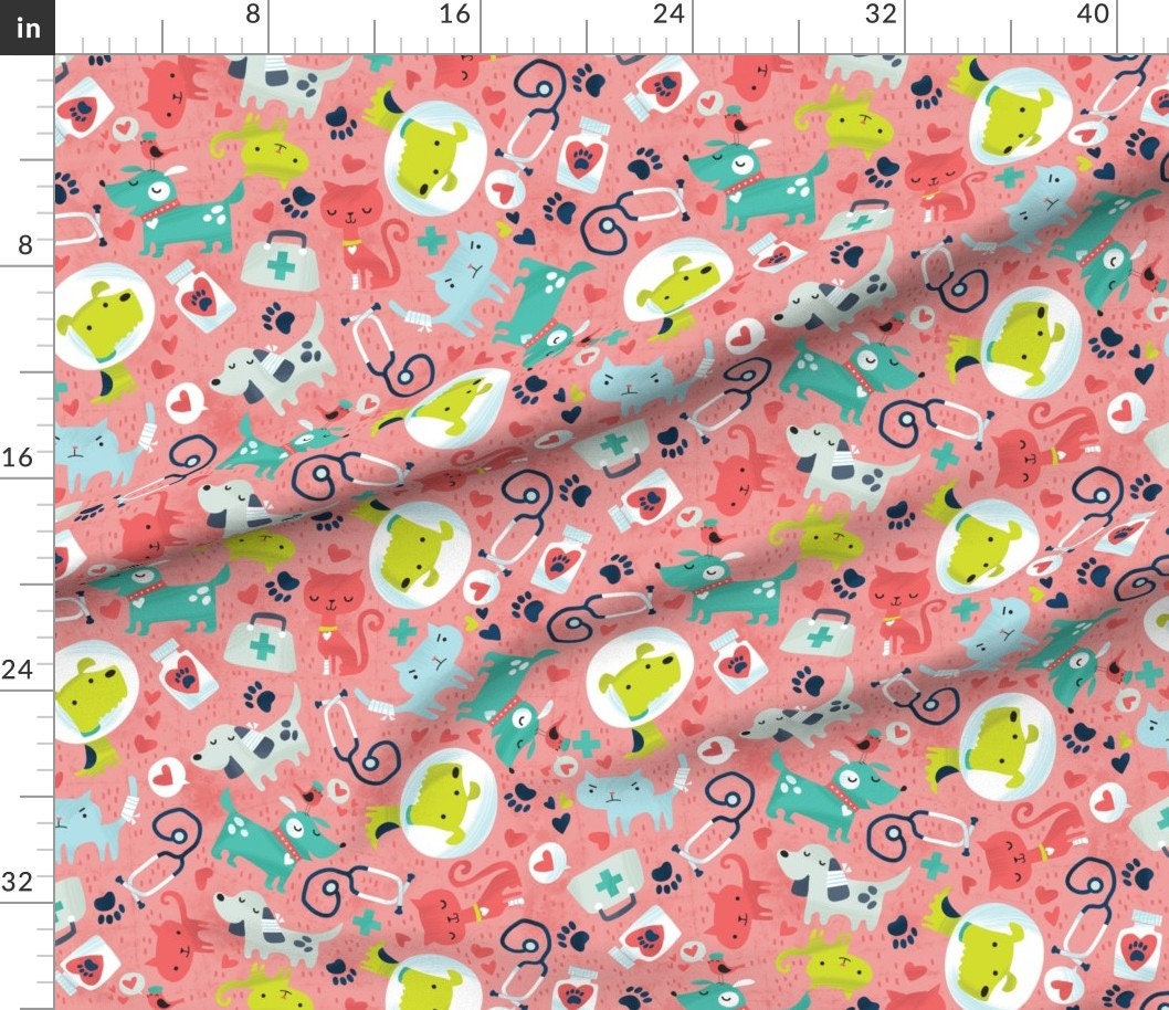 Vet Fabric Happy Vet Visit by Cynthiafrenette Medical | Etsy