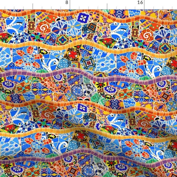 Spanish Tile Linen Fabric Yard - Etsy