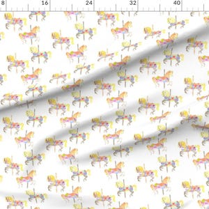Carousel Fabric - Carousel Horses by Erinanne - Watercolor Carousel ...