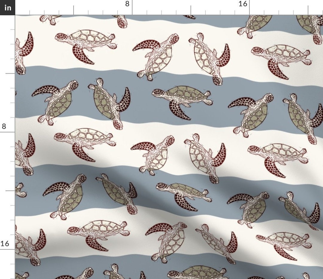 Sea Turtles Fabric Green Turtle by Kim Buchheit Turtles - Etsy