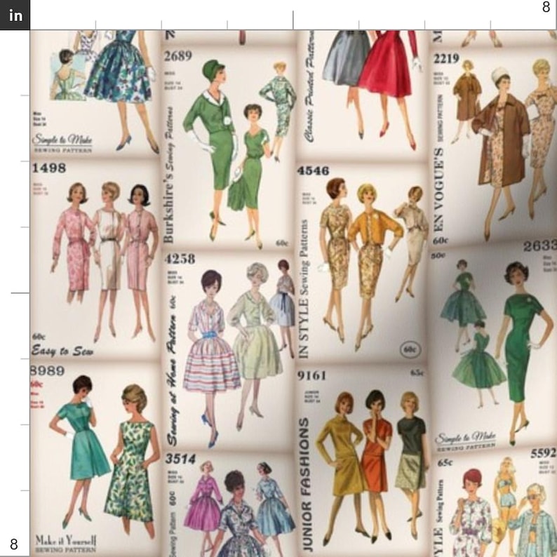 Vintage Style Sewing Fabric - Sewing Patterns 1960s by Vintage_style ...