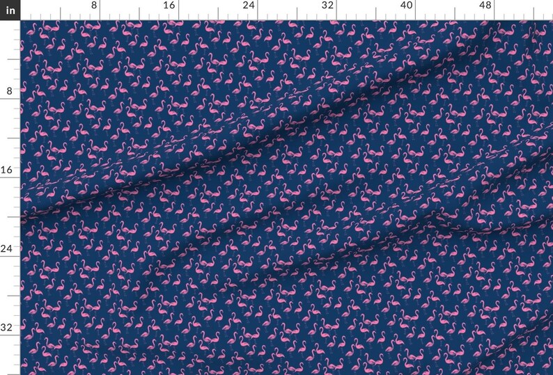 Flamingo Fabric - Flamingo Fabric Navy and Pink Flamingos by ...