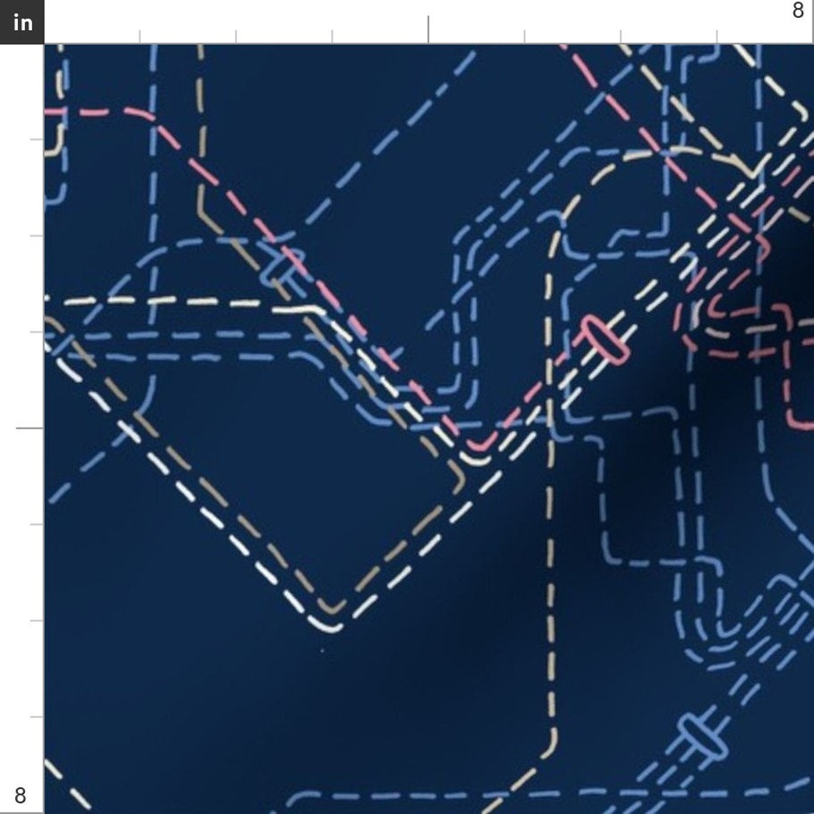 Transit Maps Fabric Public Transport Network by Marketa - Etsy