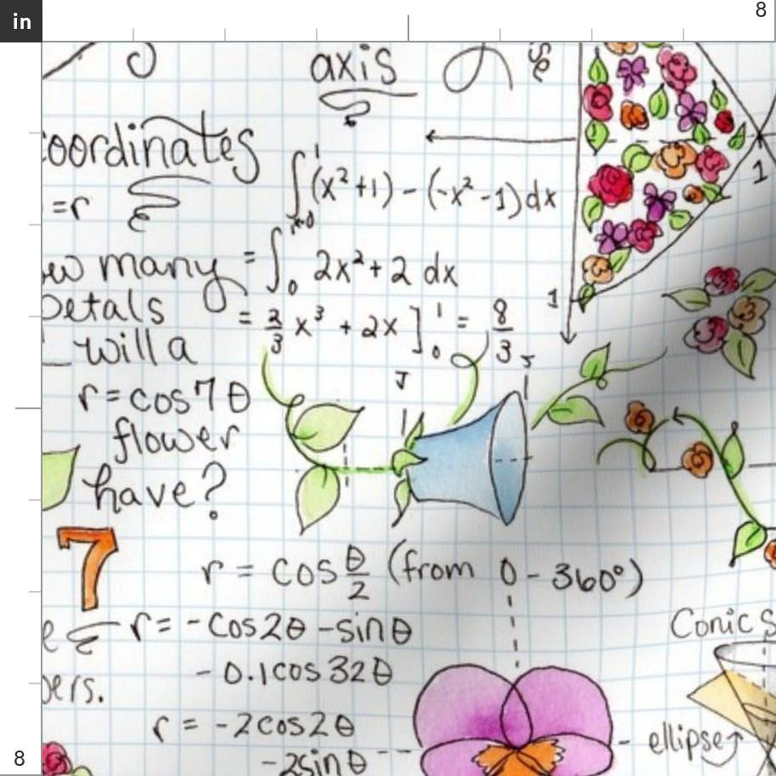 Gardening & Math Fabric - Calculated Flowers Medium by Blairfully Made ...