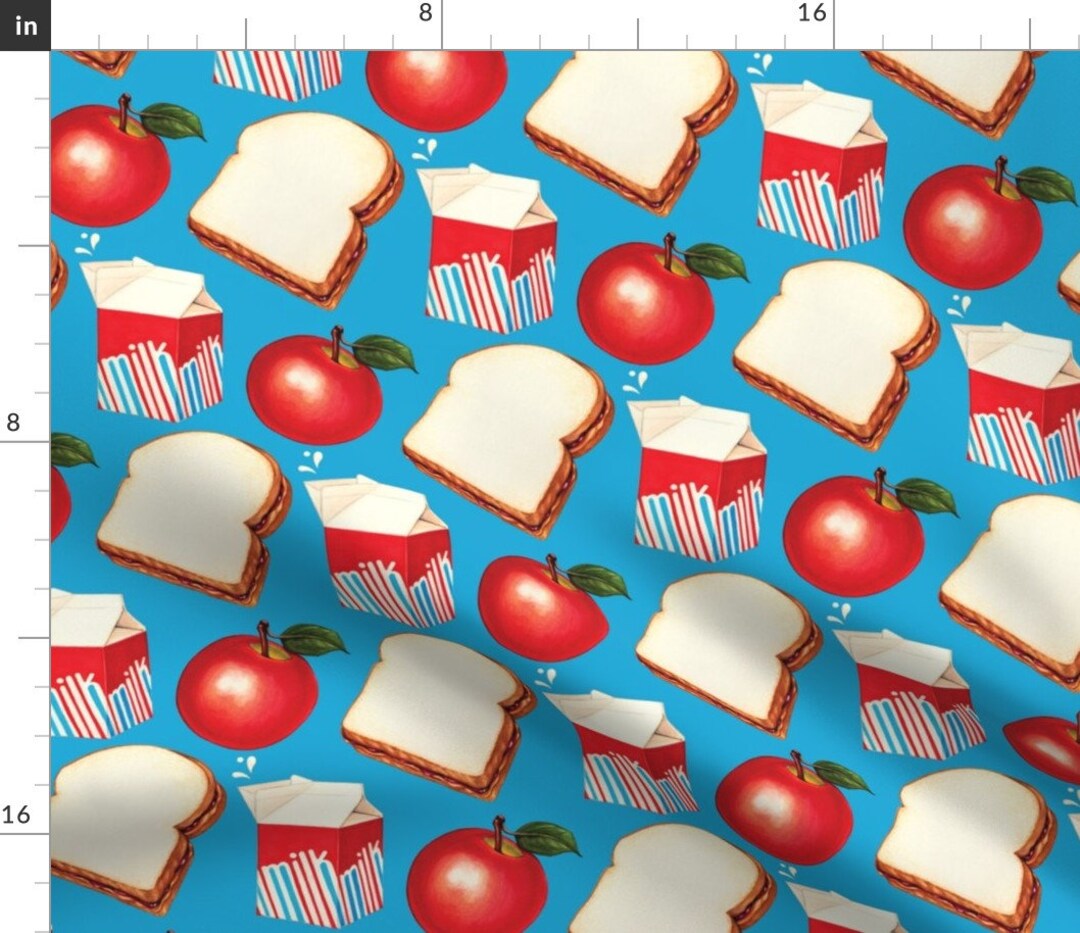 Lunch Time Food School Sandwich Apple Fabric Lunch Pattern - Etsy