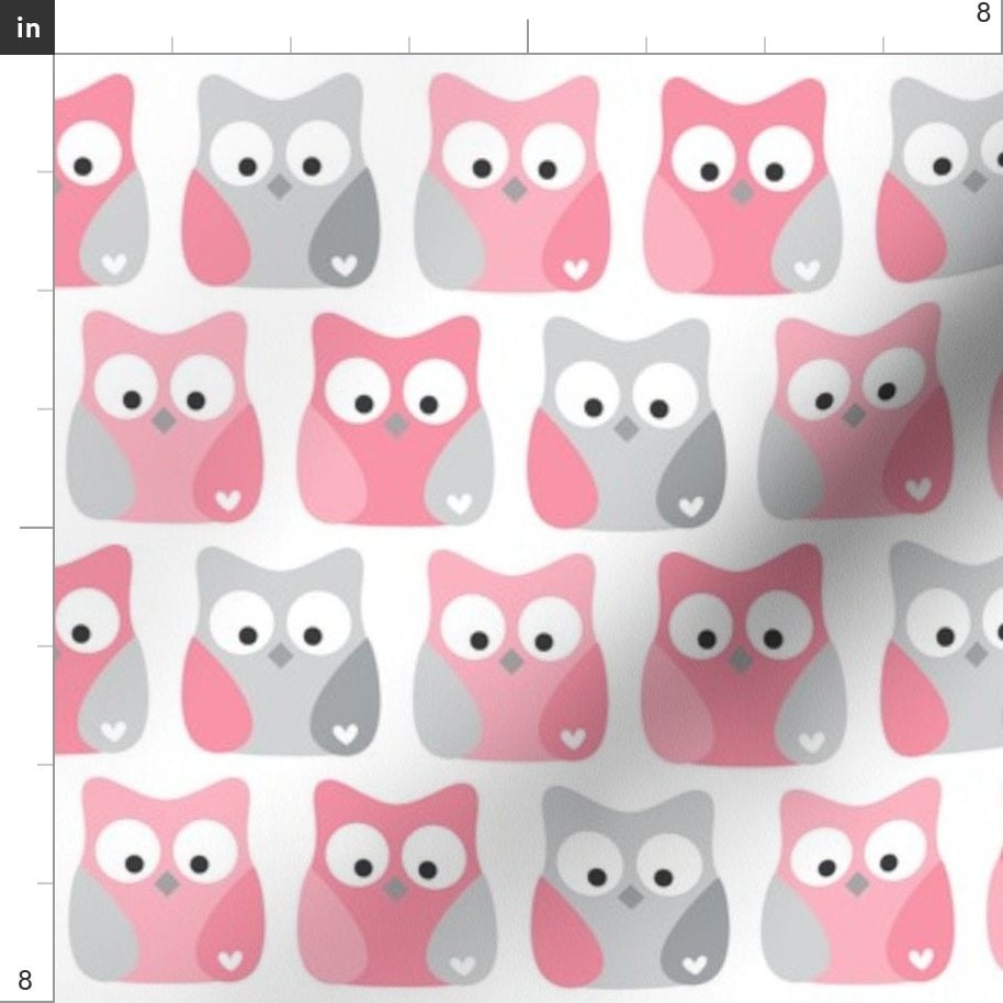 Pink Owls Fabric Little One Baby Girl Owls By Misstiina | Etsy
