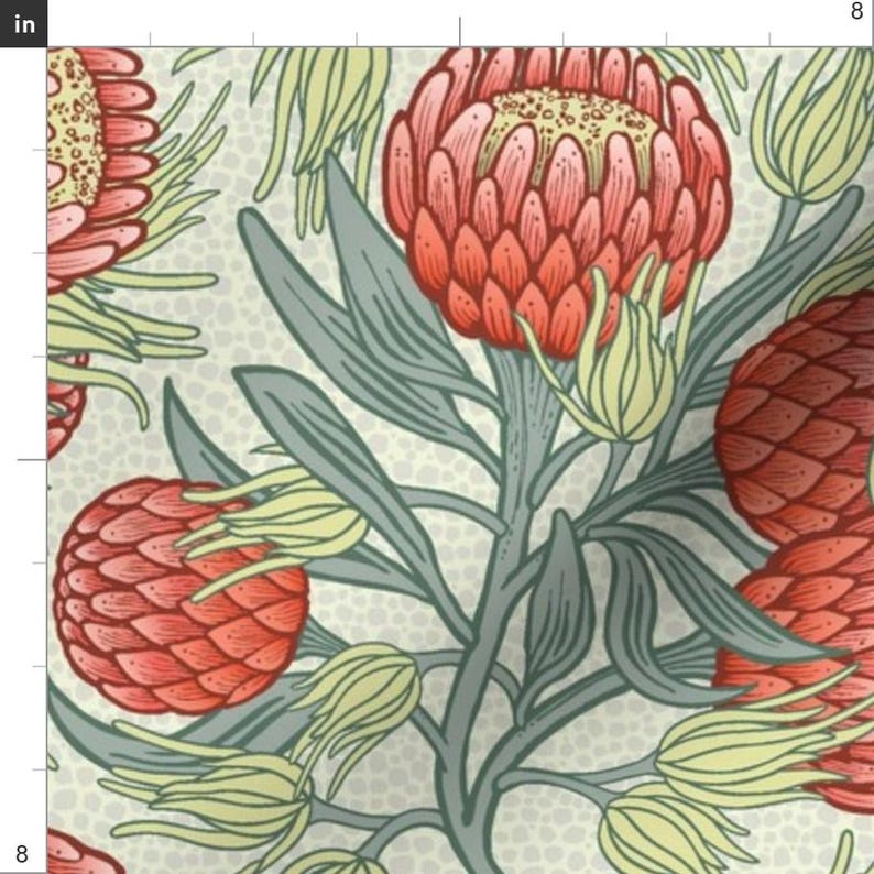 Protea Red Floral Australian Fabric - Protea by Kokara - Protea ...