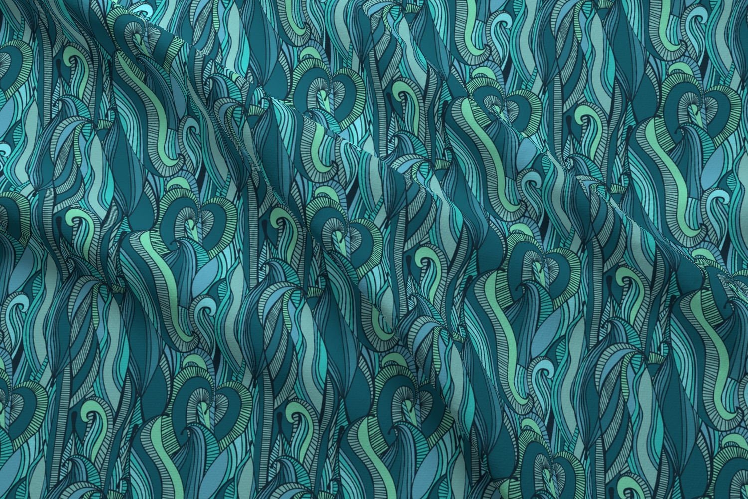 Blue Wave Fabric Abstract Ocean Waves By Ksanask Abstract | Etsy