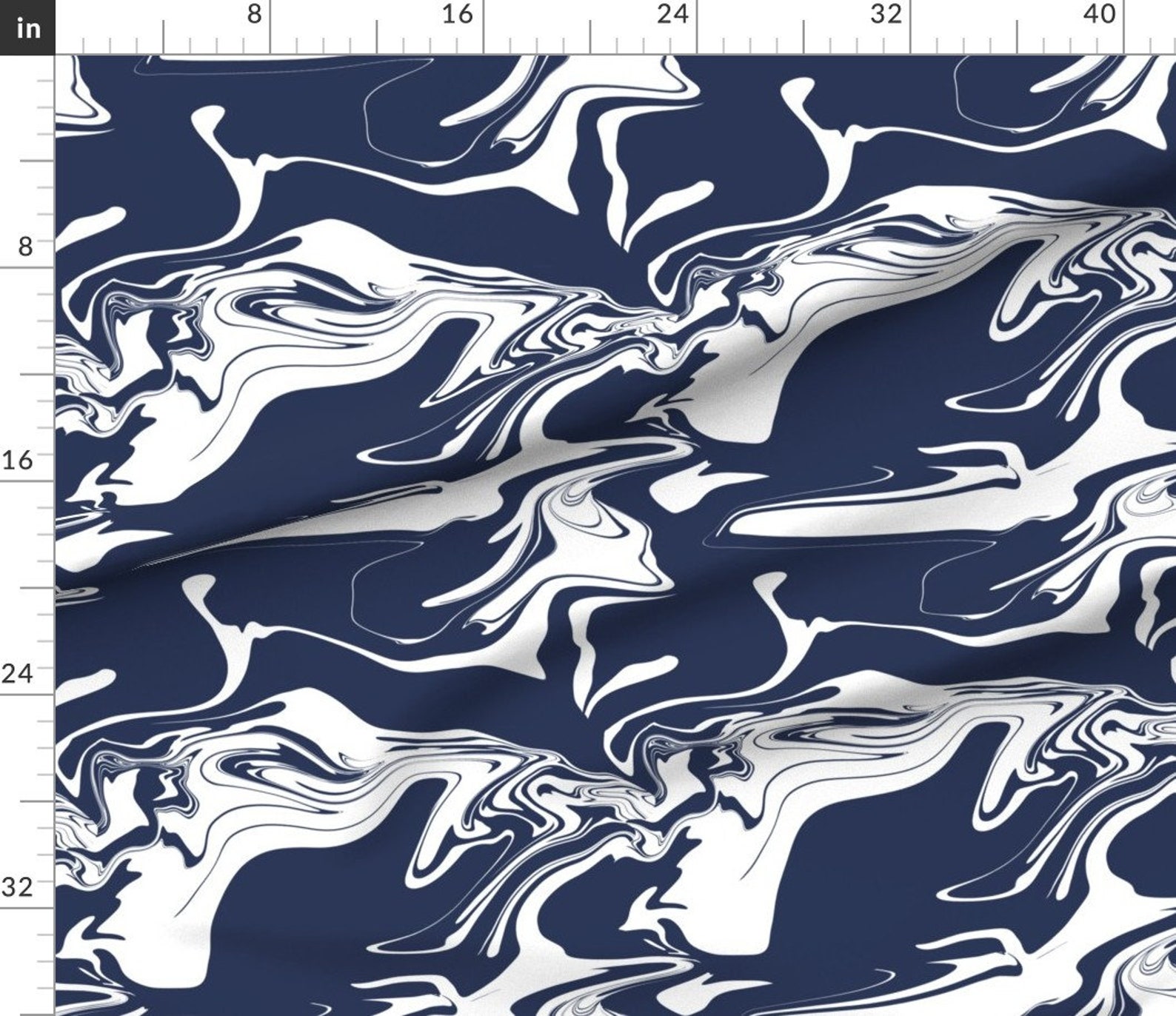 Navy Marble Print Fabric Navy Blue and White Marble Marbled | Etsy